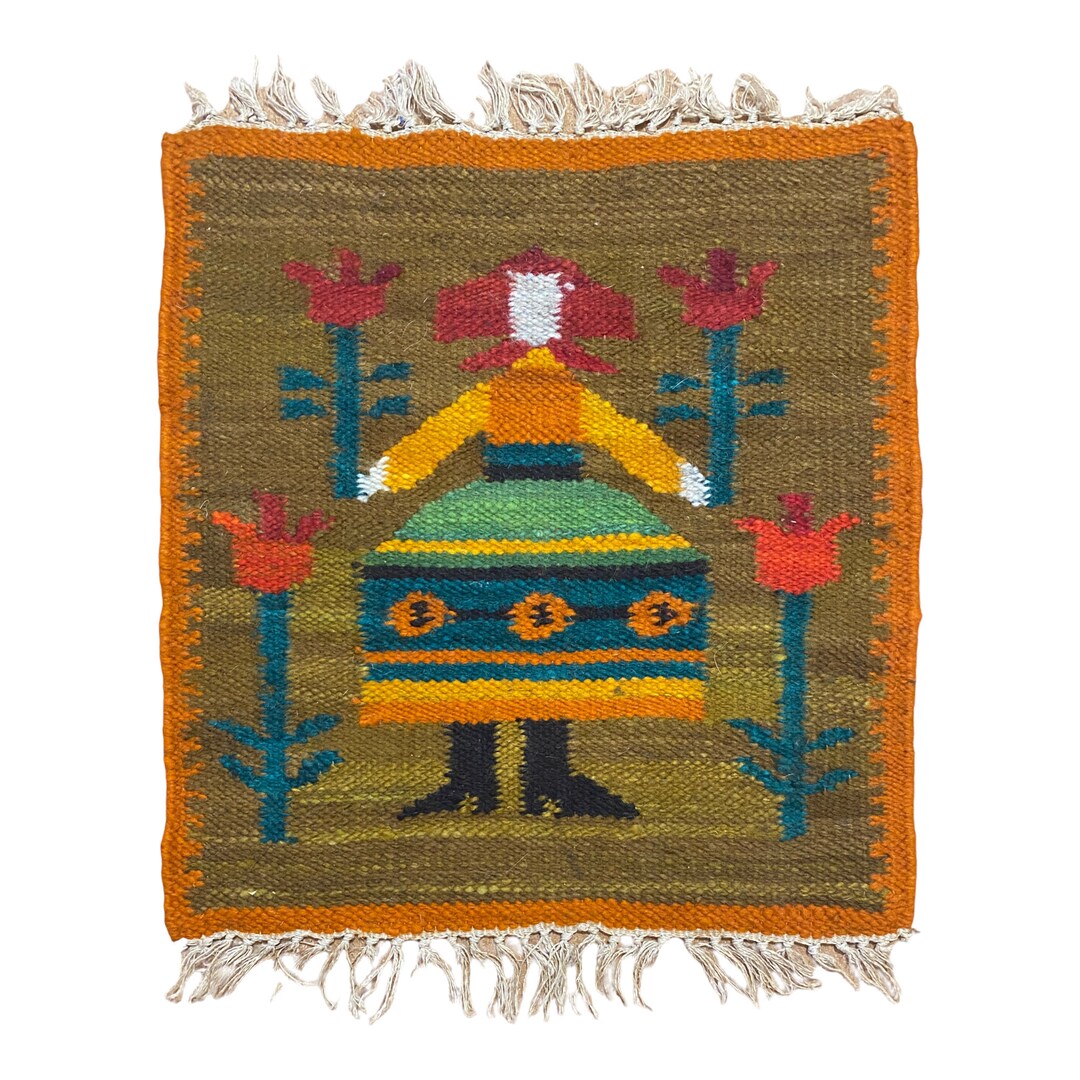 Vintage Polish Handmade Tapestry, Flat Weave, 1970s Wool Rug, Home ...