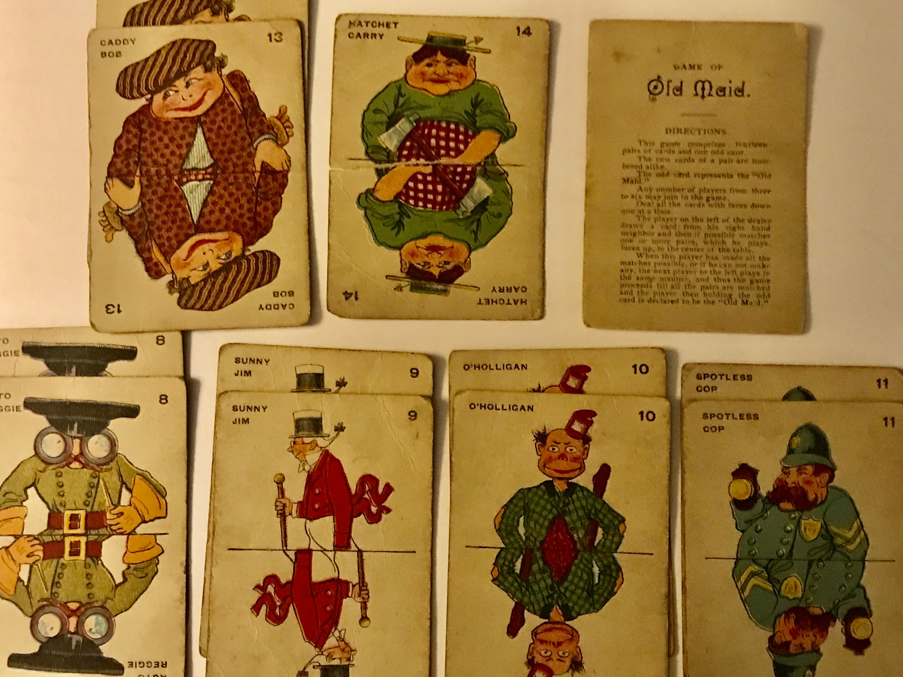 Vintage Old Maid Card Game, Nice Color and Odd Figures, Missing Old ...