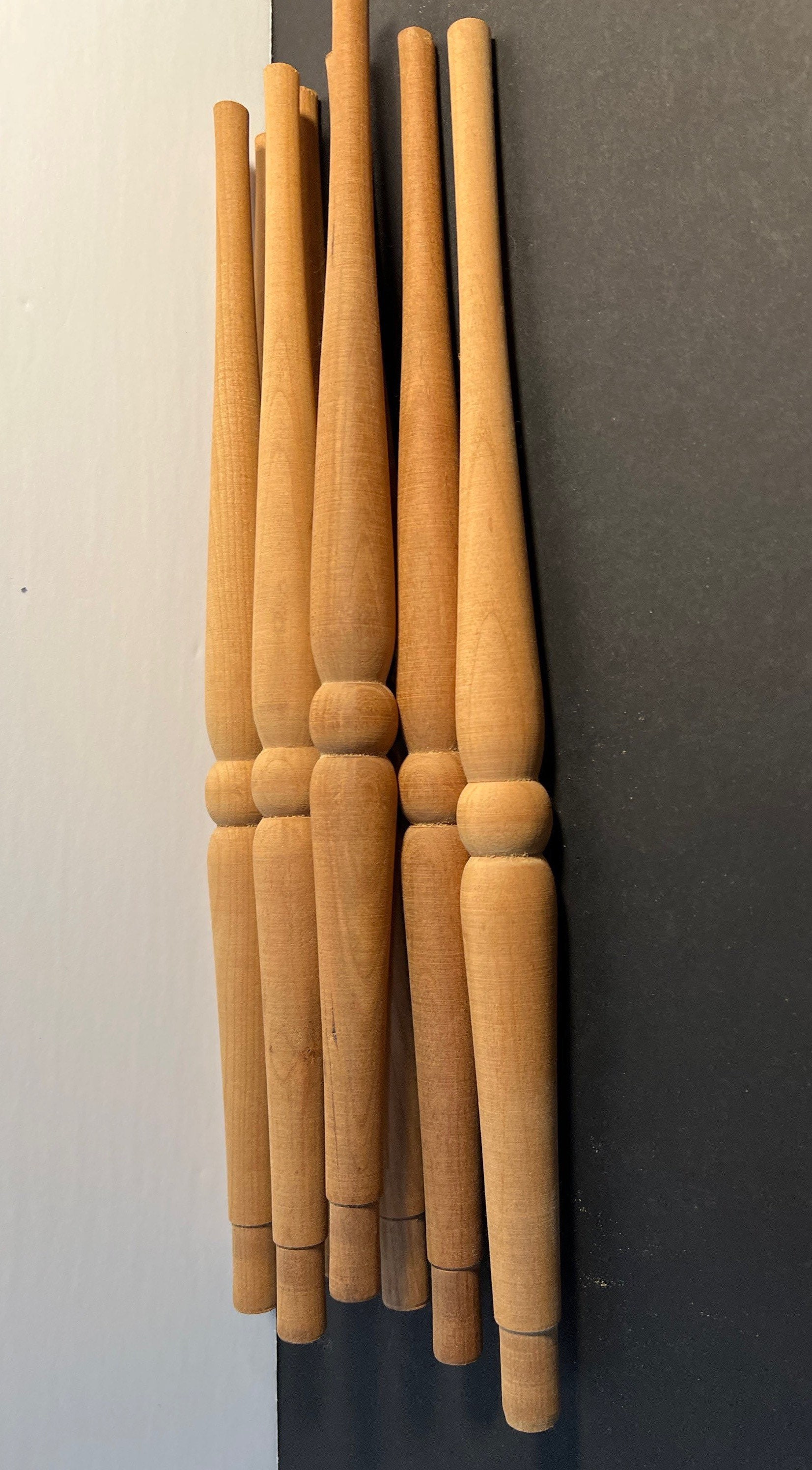 Cherry Spindles, 14 1/2", NOS Hand Turned, Unfinished Cherry Hardwood ...