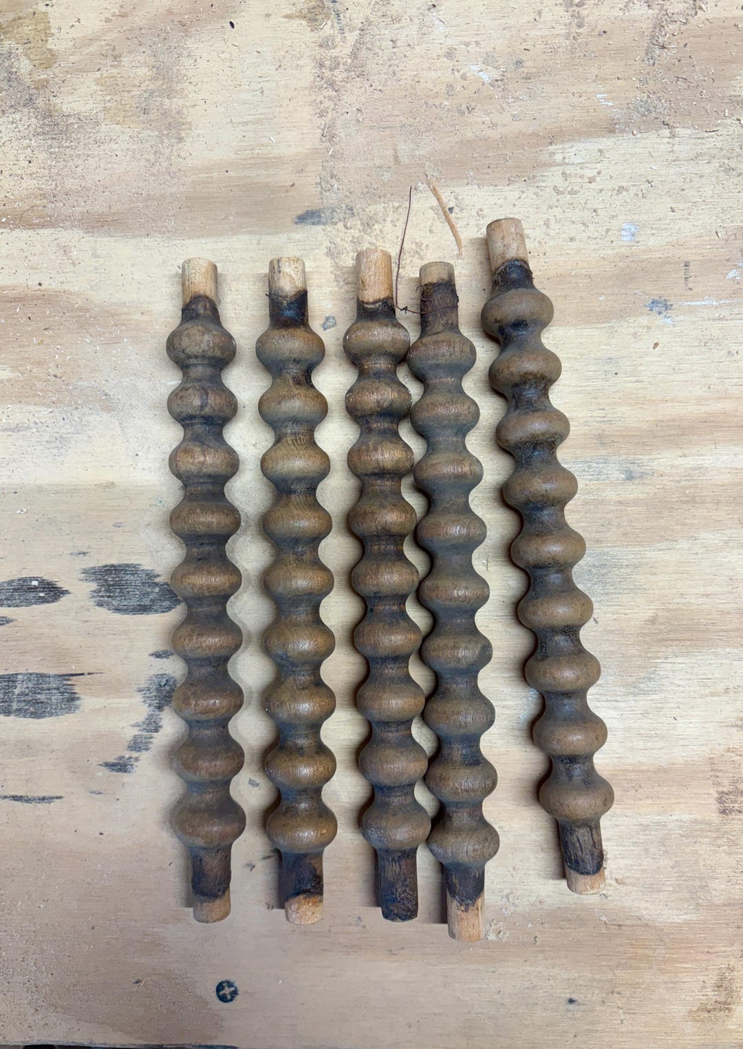 Vintage Turned Hardwood Spool or Rope Spindles, Architectural Salvage ...