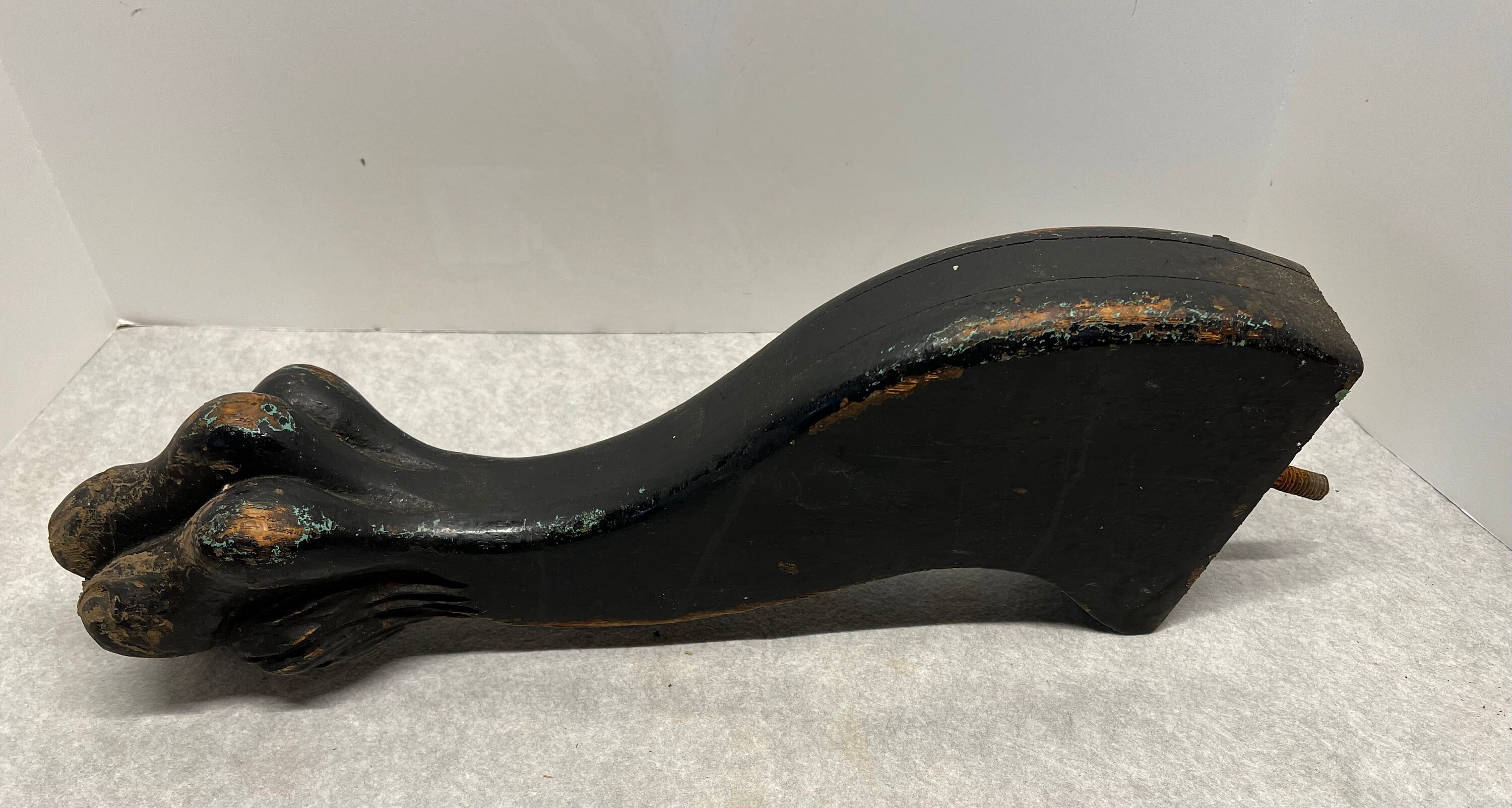 Vintage Large Claw Foot, Three Toe Table Leg, Painted Black Oak ...