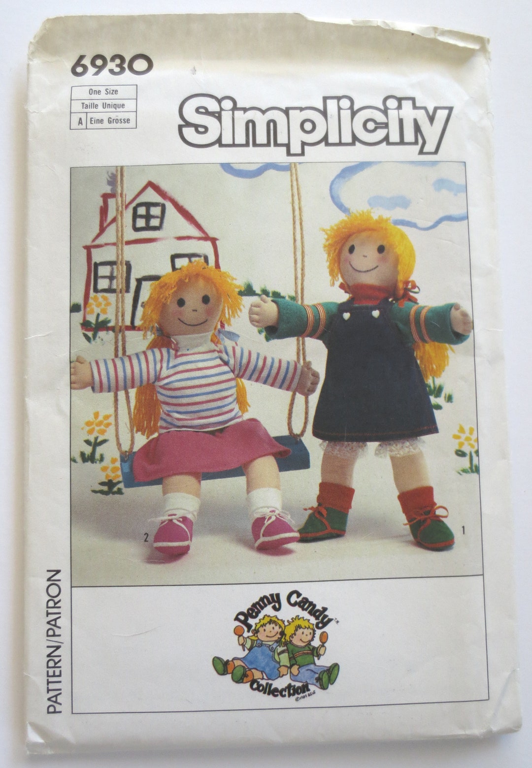 UNCUT Vintage Ragdoll Pattern, Cloth Doll Pattern, Simplicity 6930 ...