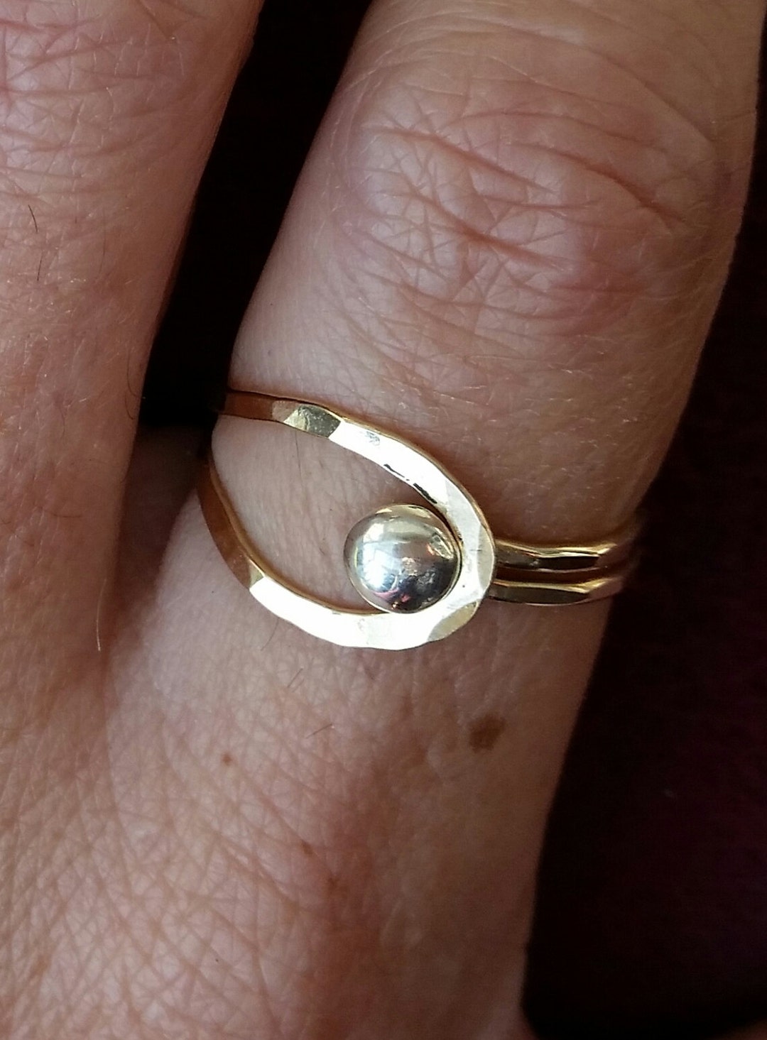 Gold W/silver Ball Ring - Etsy