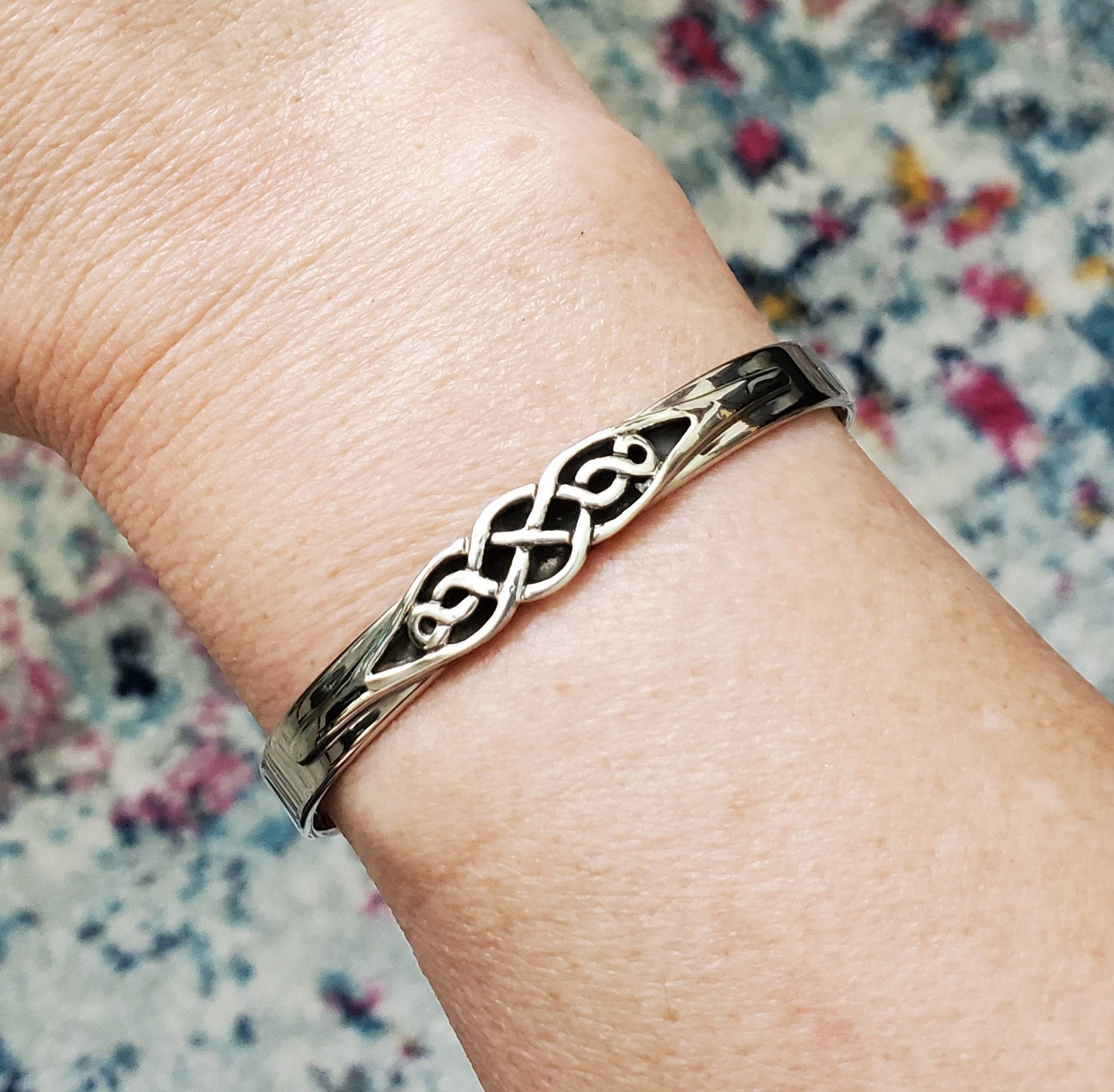 Sterling Silver Celtic Knot Cuff Bracelet | Etsy