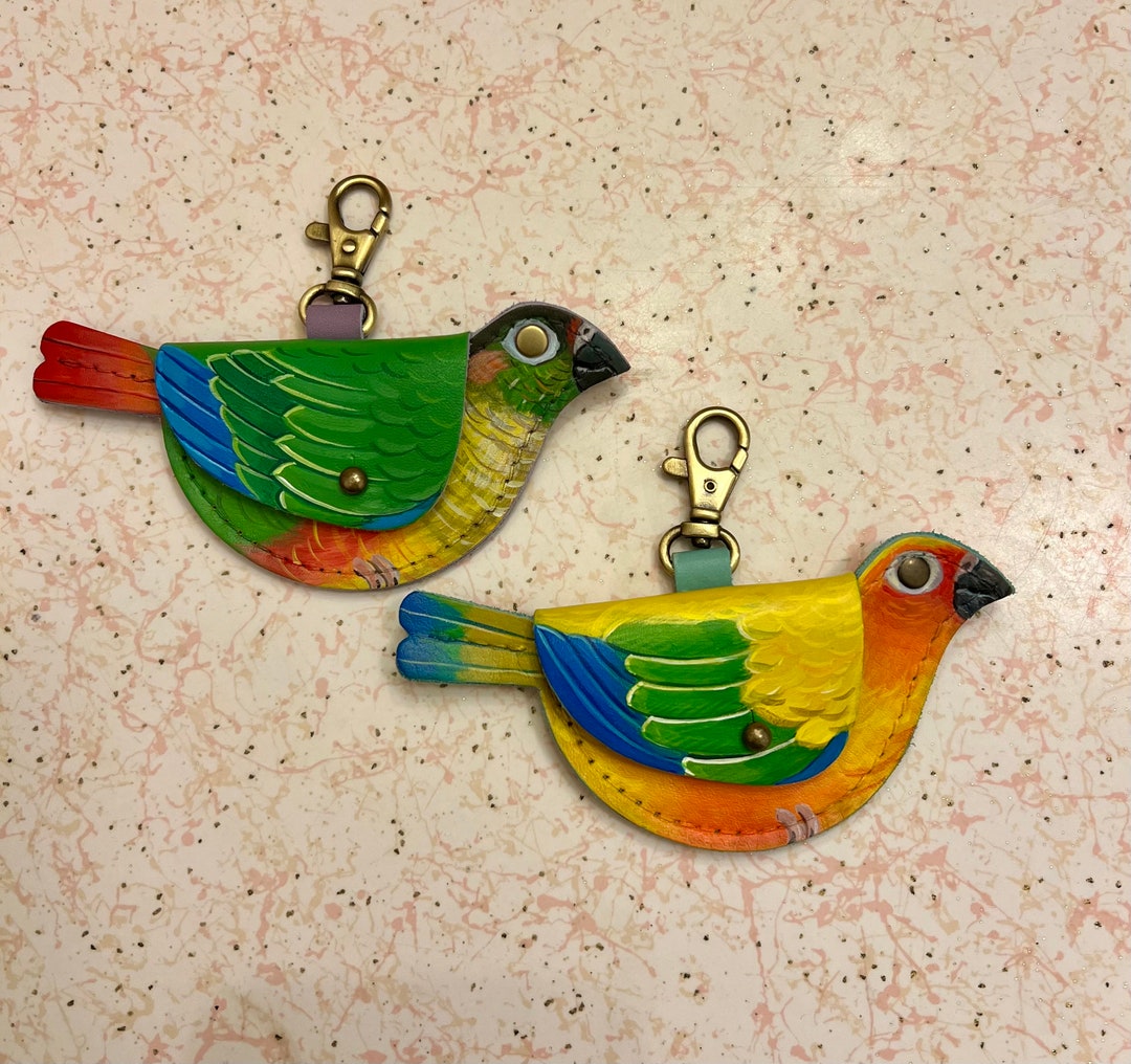 Handpainted Leather Bird Pouches - Parrot Style - Etsy