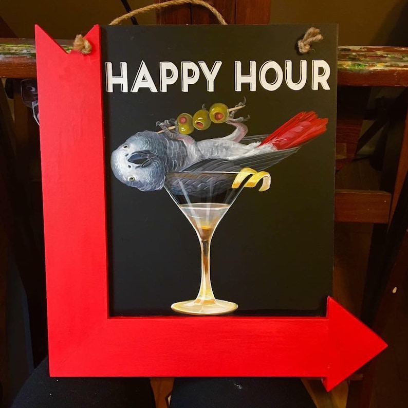 Parrot happy Hour Sign | Etsy