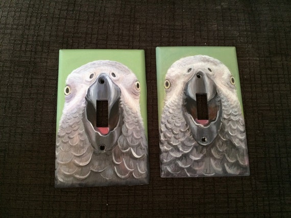 Hand-painted parrot tongue switch plate covers. | Etsy