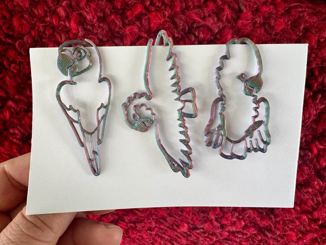3D Printed Parrot Paper Clips. Set of Cockatoo, Macaw and Amazon ...