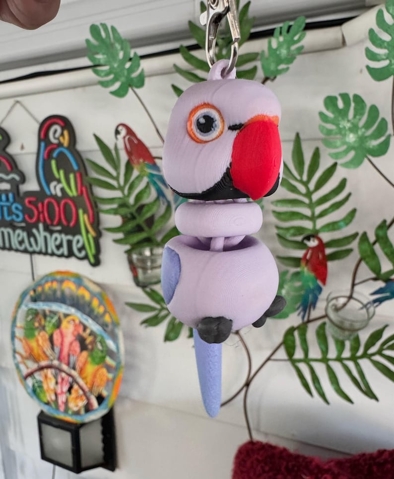3D Printed Ringneck Parrot Keychains. Choose From Blue, Green, Violet ...