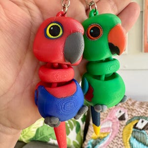 3D Printed Eclectus and Ringneck Parrot Keychains. Choose From Male or ...