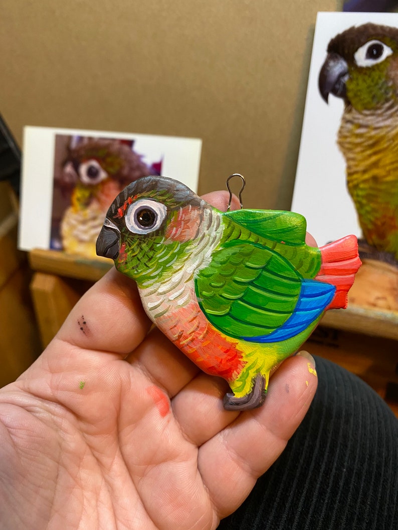 Custom Hand-painted Parrot Polymer Clay Ornament - Etsy