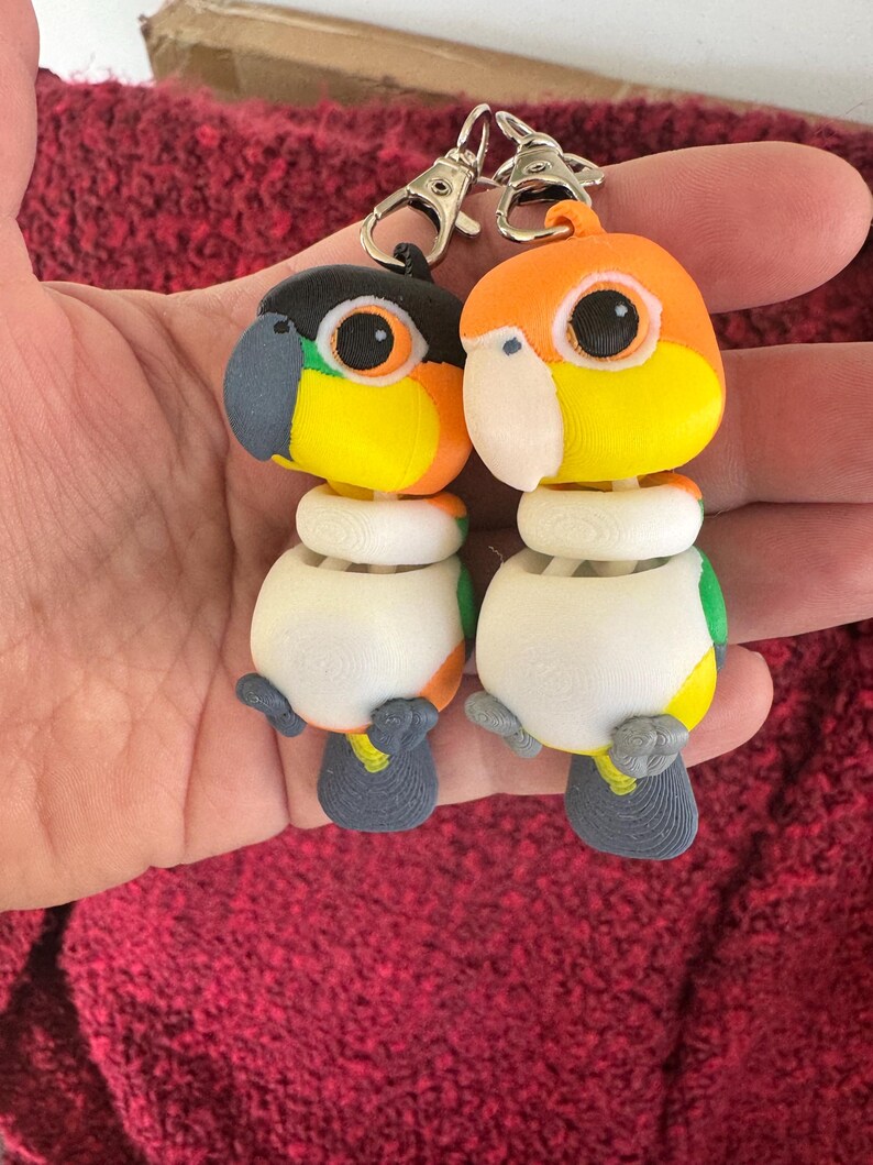 3D Printed Caique Keychains. Choose From Black-headed and White-bellied ...