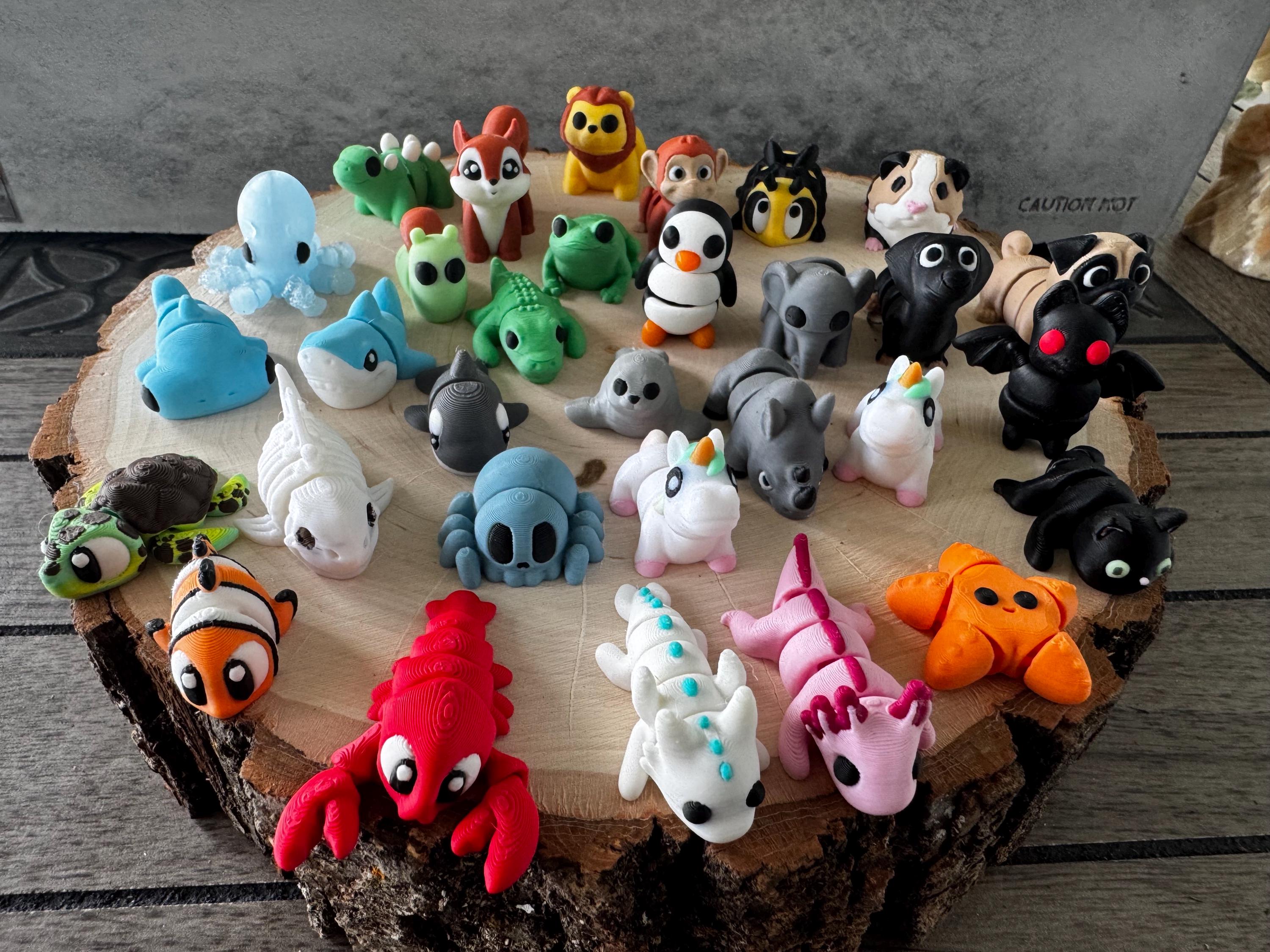 3D Printed Mini Animals! Bat, Unicorn, Lion, Frog, Pug, Weiner Dog ...