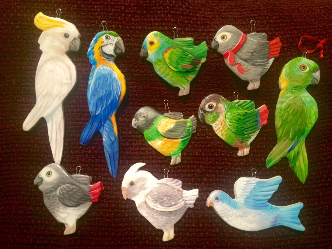 Custom Hand-painted Parrot Polymer Clay Ornament - Etsy