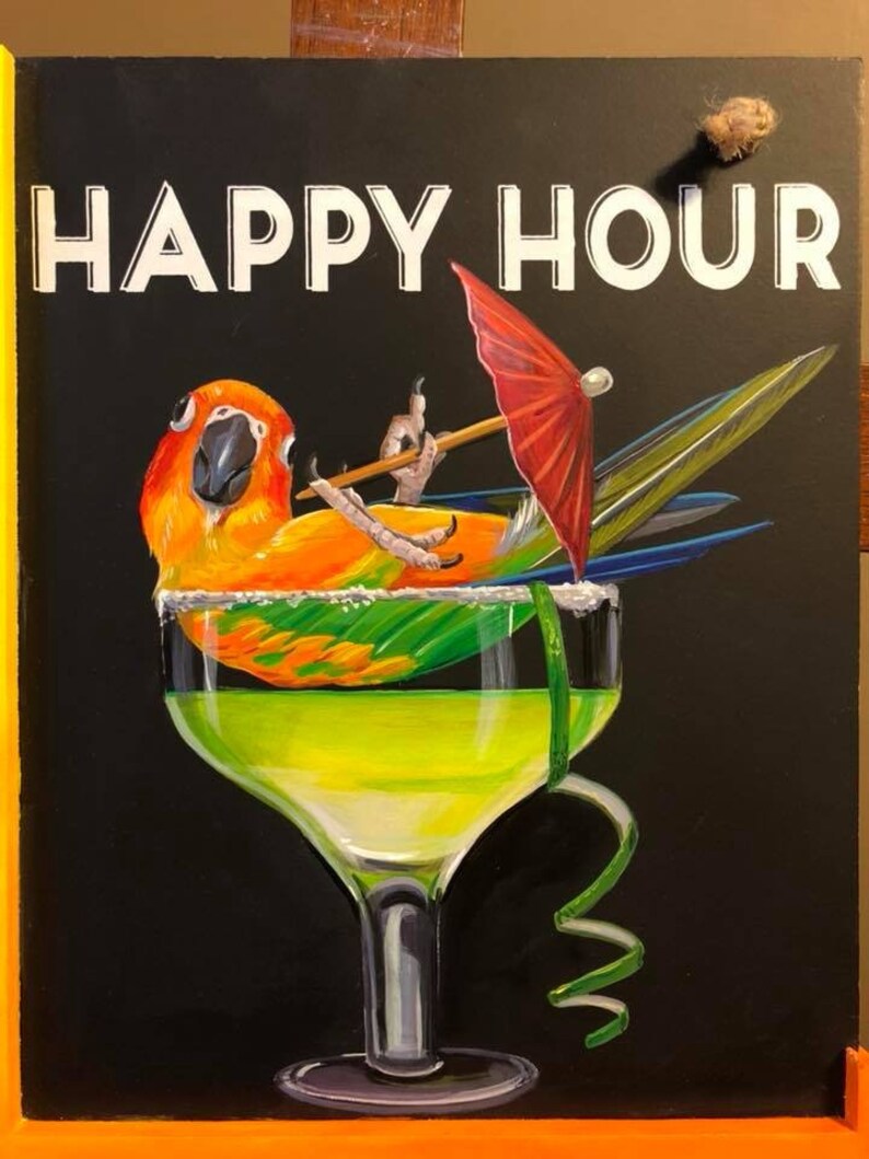 Parrot happy Hour Sign | Etsy