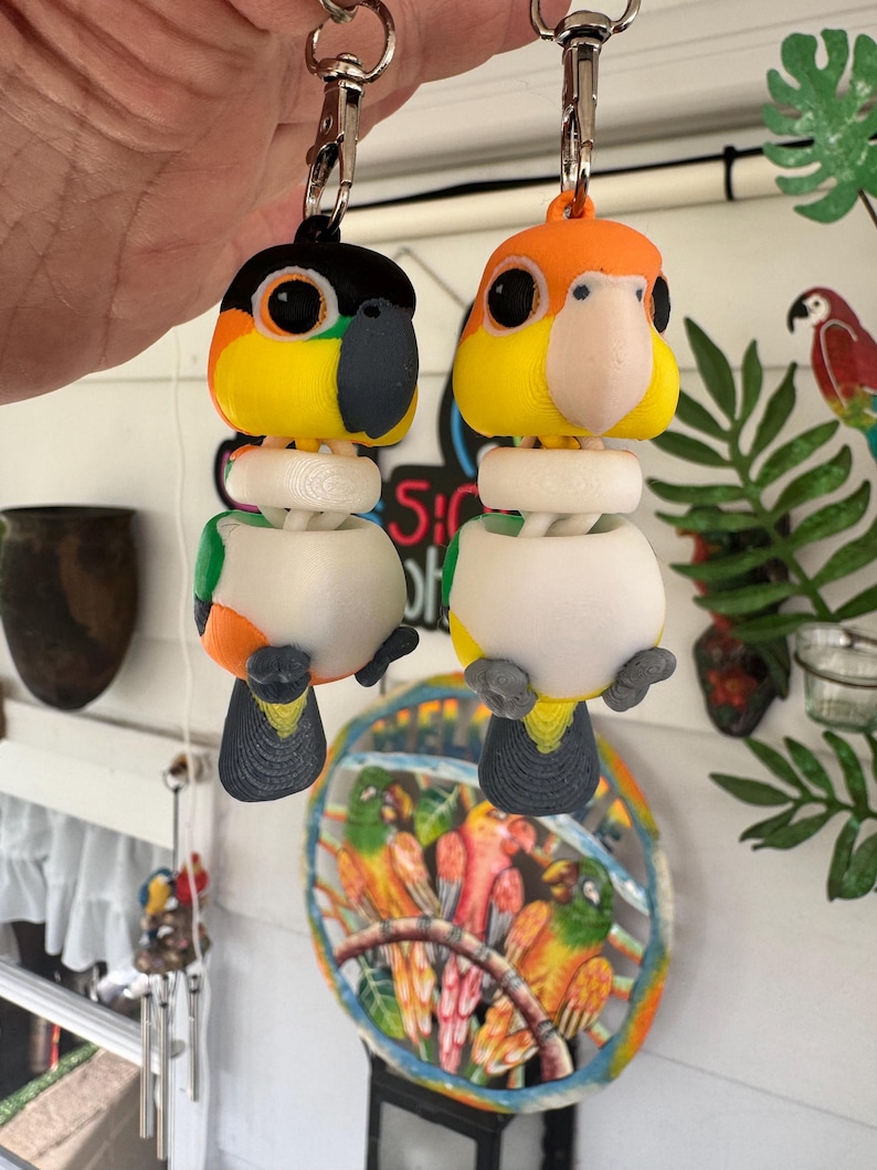 3D Printed Caique Keychains. Choose From Black-headed and White-bellied ...