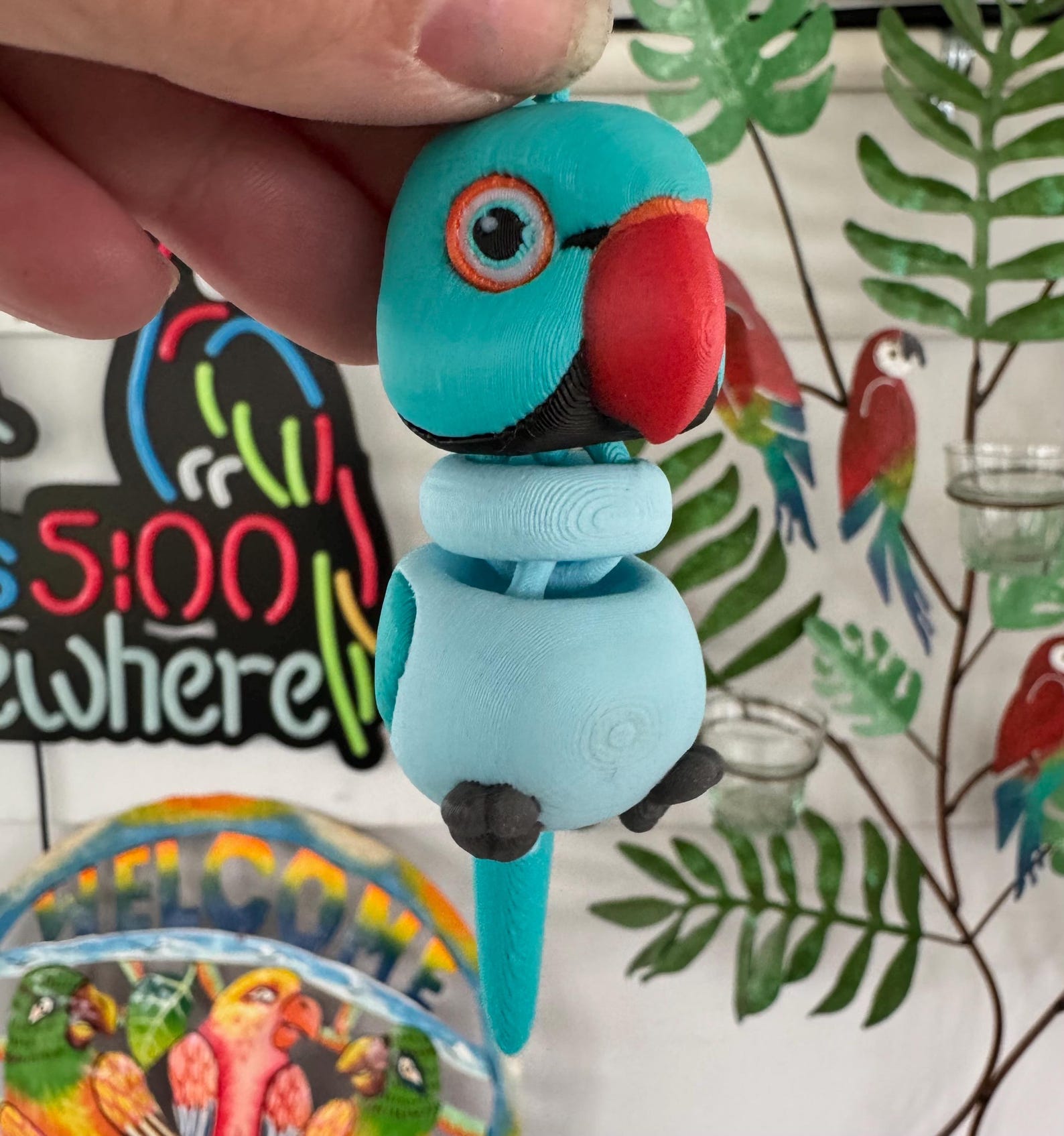 3D Printed Eclectus and Ringneck Parrot Keychains. Choose From Male or ...