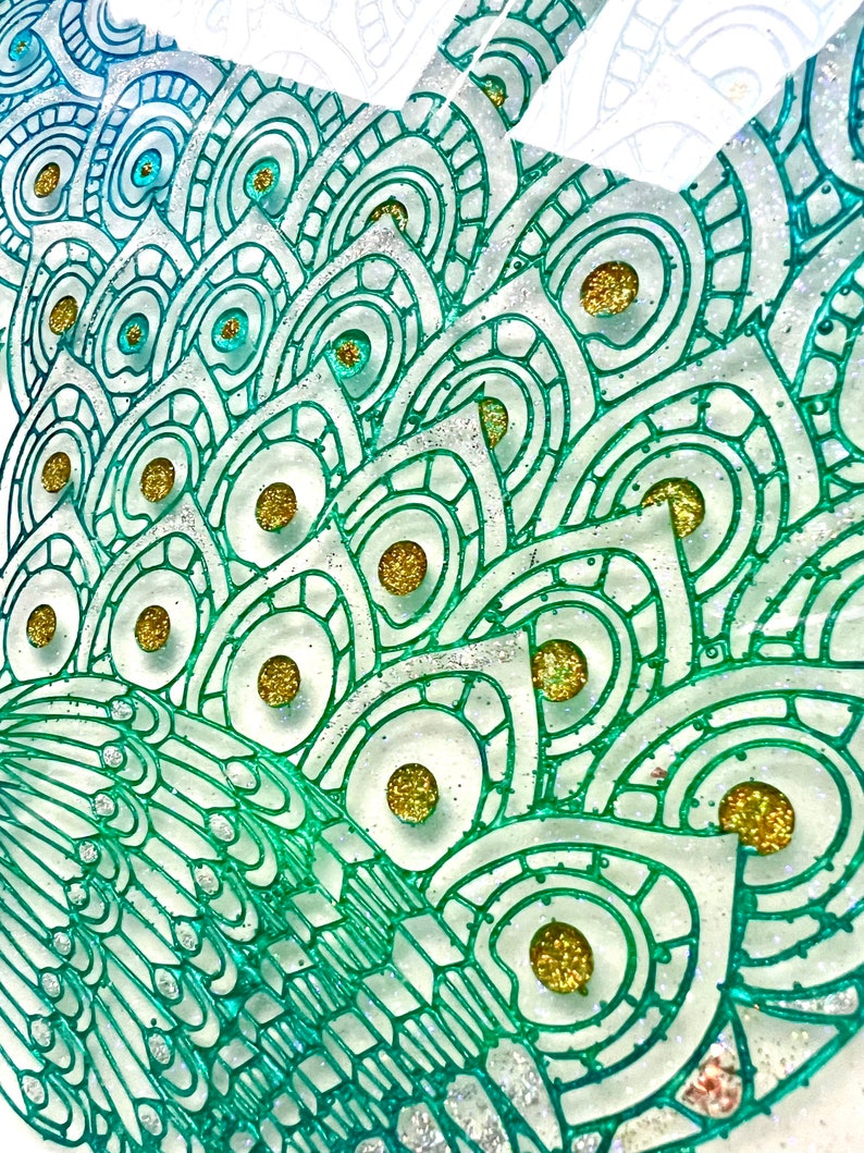 XL Etched Peacock - Peacock Feather Mat Placemat or Centerpiece ...