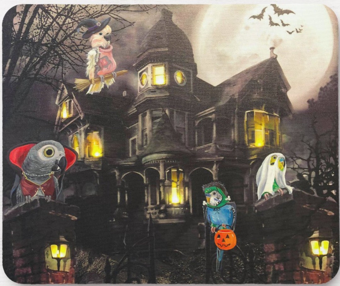 MOUSEPAD- Spooky Parrots - Haunted House - Featuring Original and ...