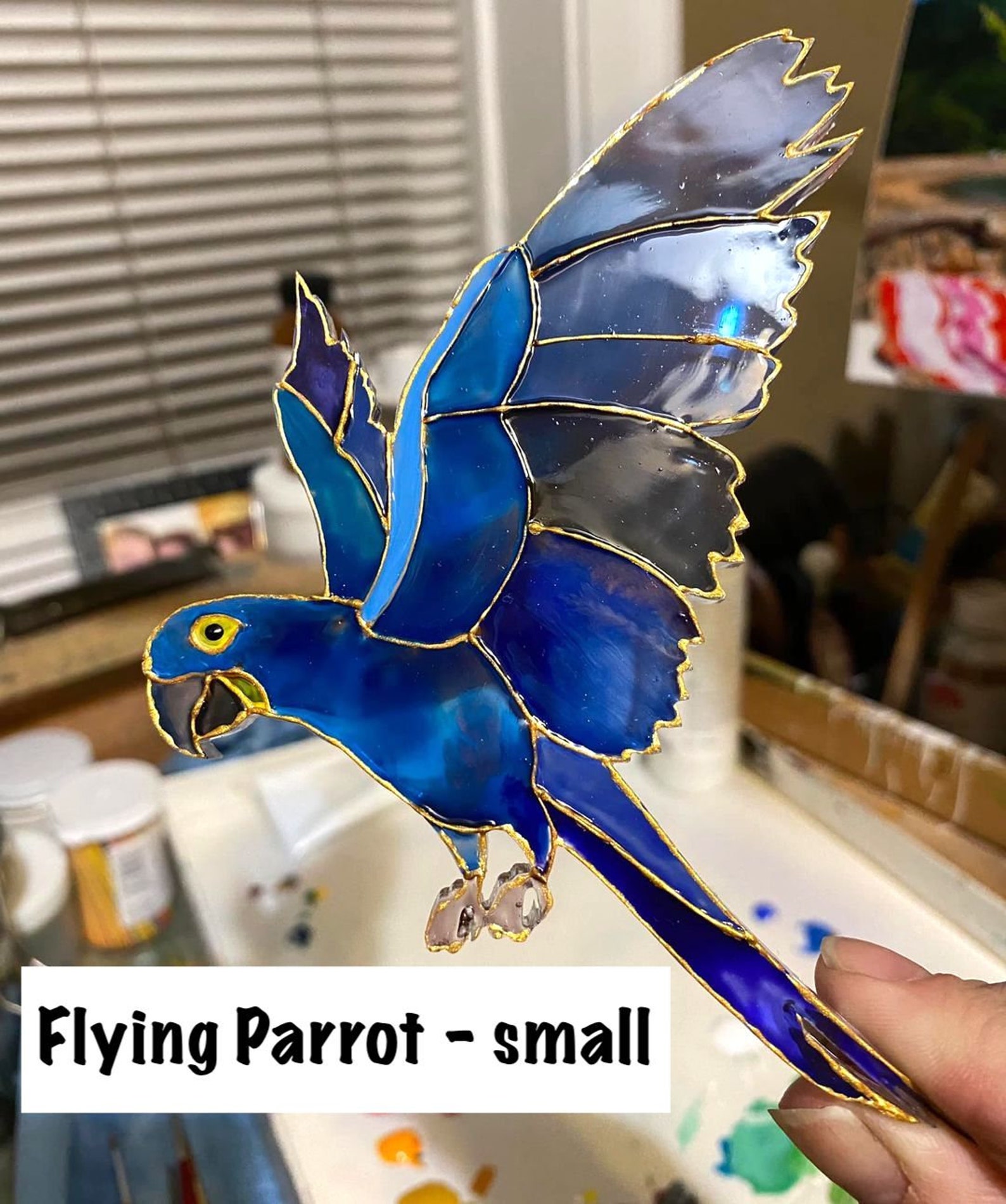 Parrot Ornaments Stained Glass Style Resin Art - Etsy