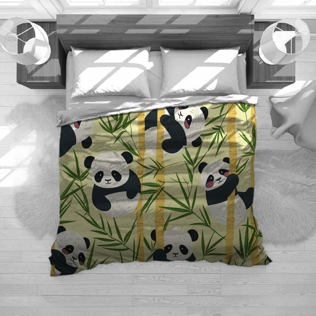 Pandas Bedding, Animal Bedding Set, Bamboo Fun Comforter, Illustration ...