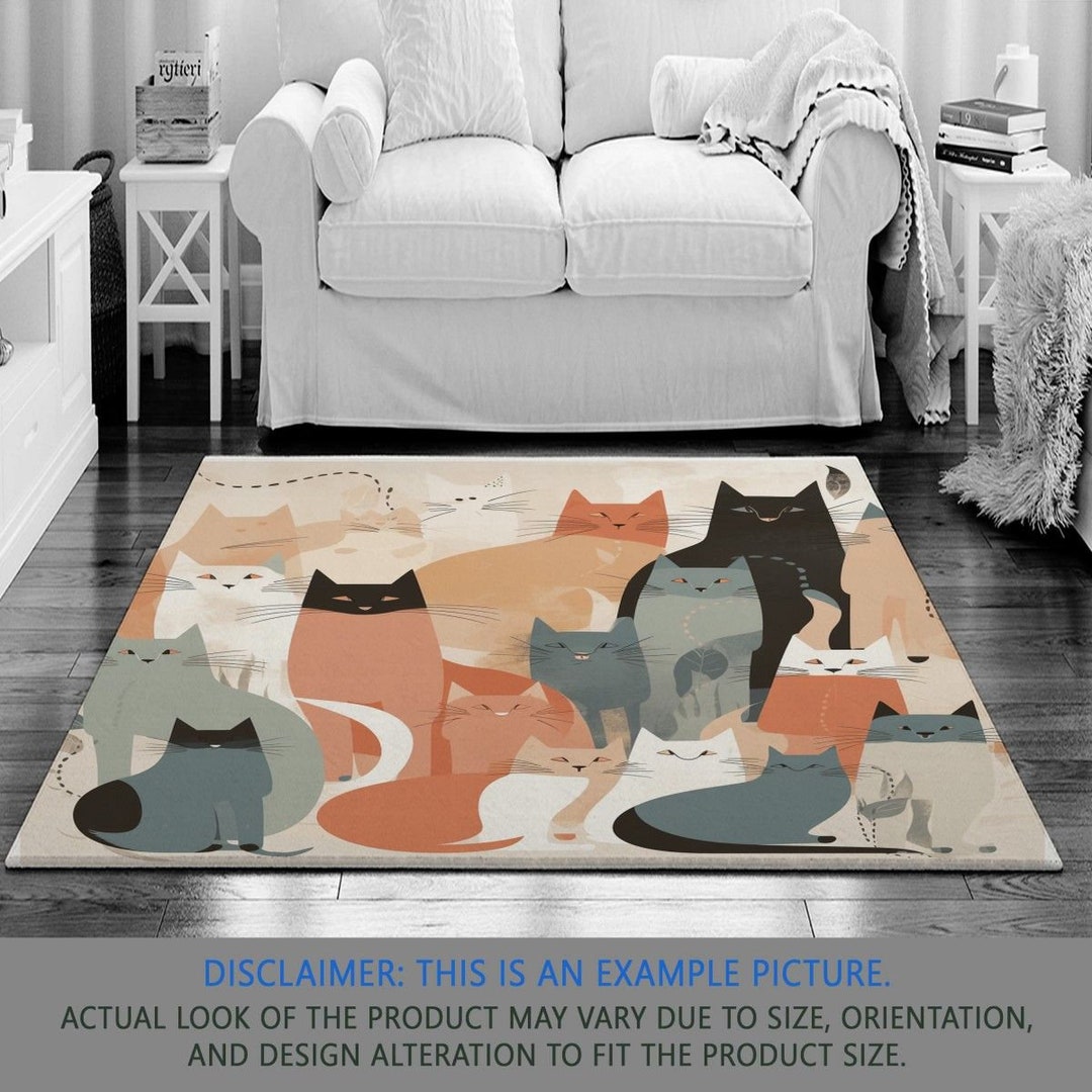 Cat Rug Contemporary Rugs Orange Cats Area Rug Kitten - Etsy