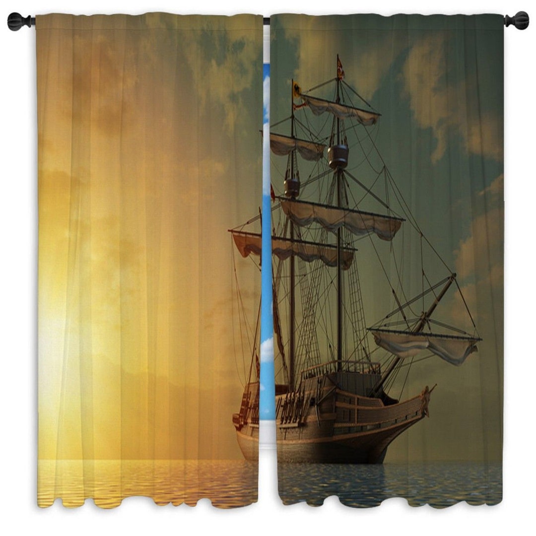 Pirate Ship Window Curtain Sea Curtains Sailing Window - Etsy