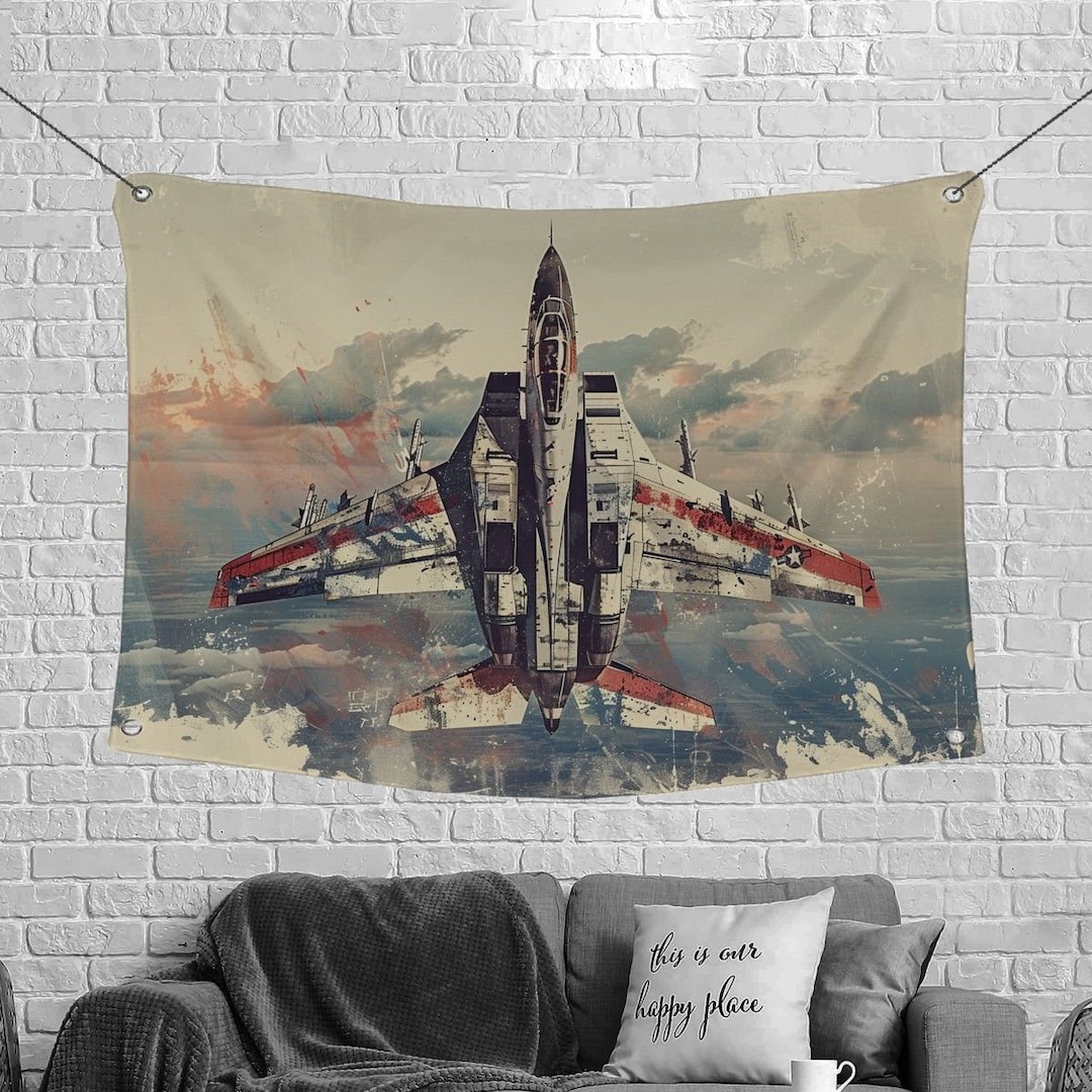 Fighter Jet Wall Art, Military Wall Decor, Aircraft Tapestry, Abstract ...