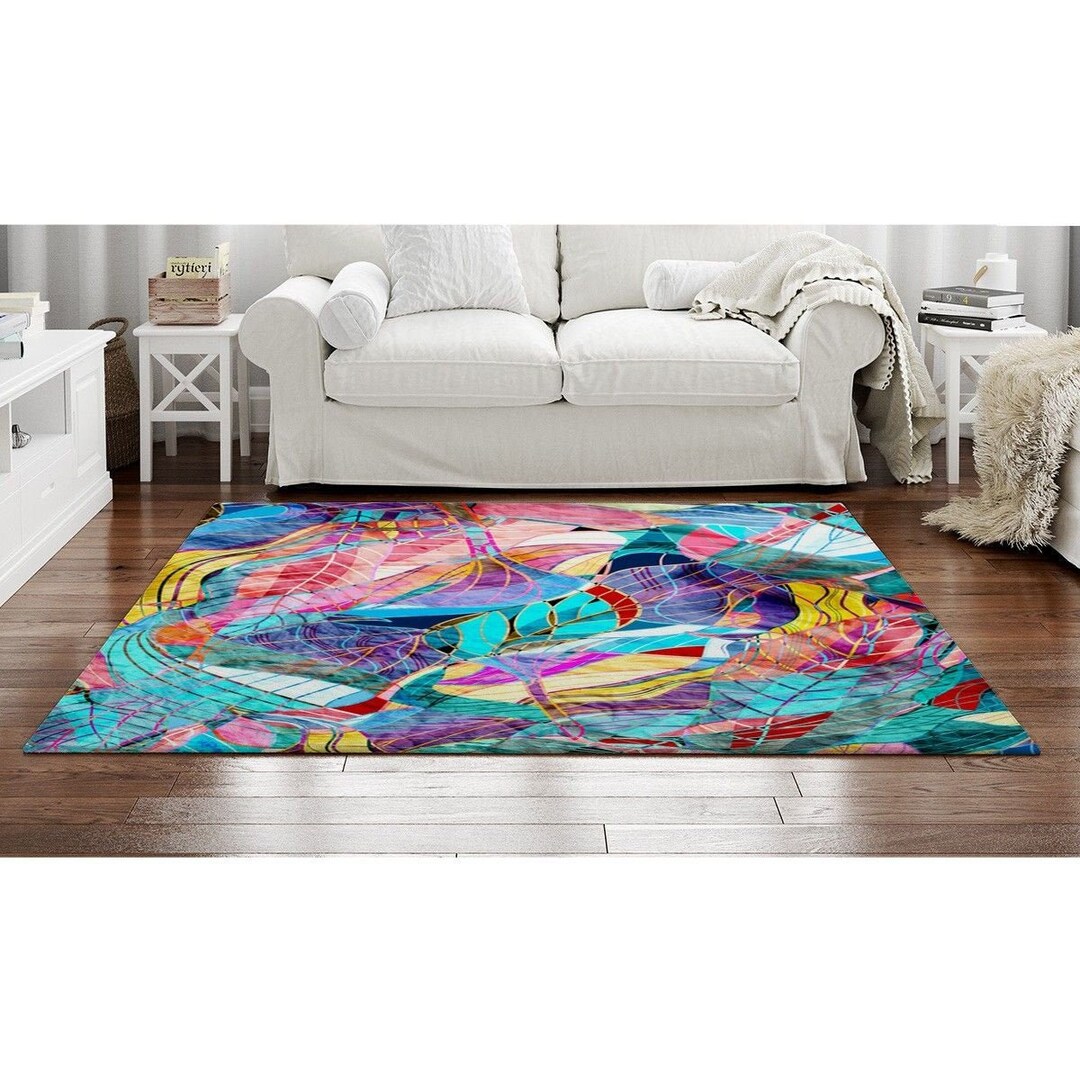 Stained Glass Mosaic Rug: Colorful Abstract Art Area Rug - Etsy