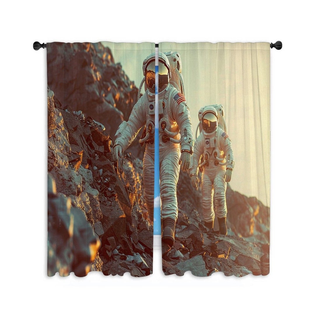 Astronauts Window Curtain, Space Curtains, Adventure Curtain Panel ...