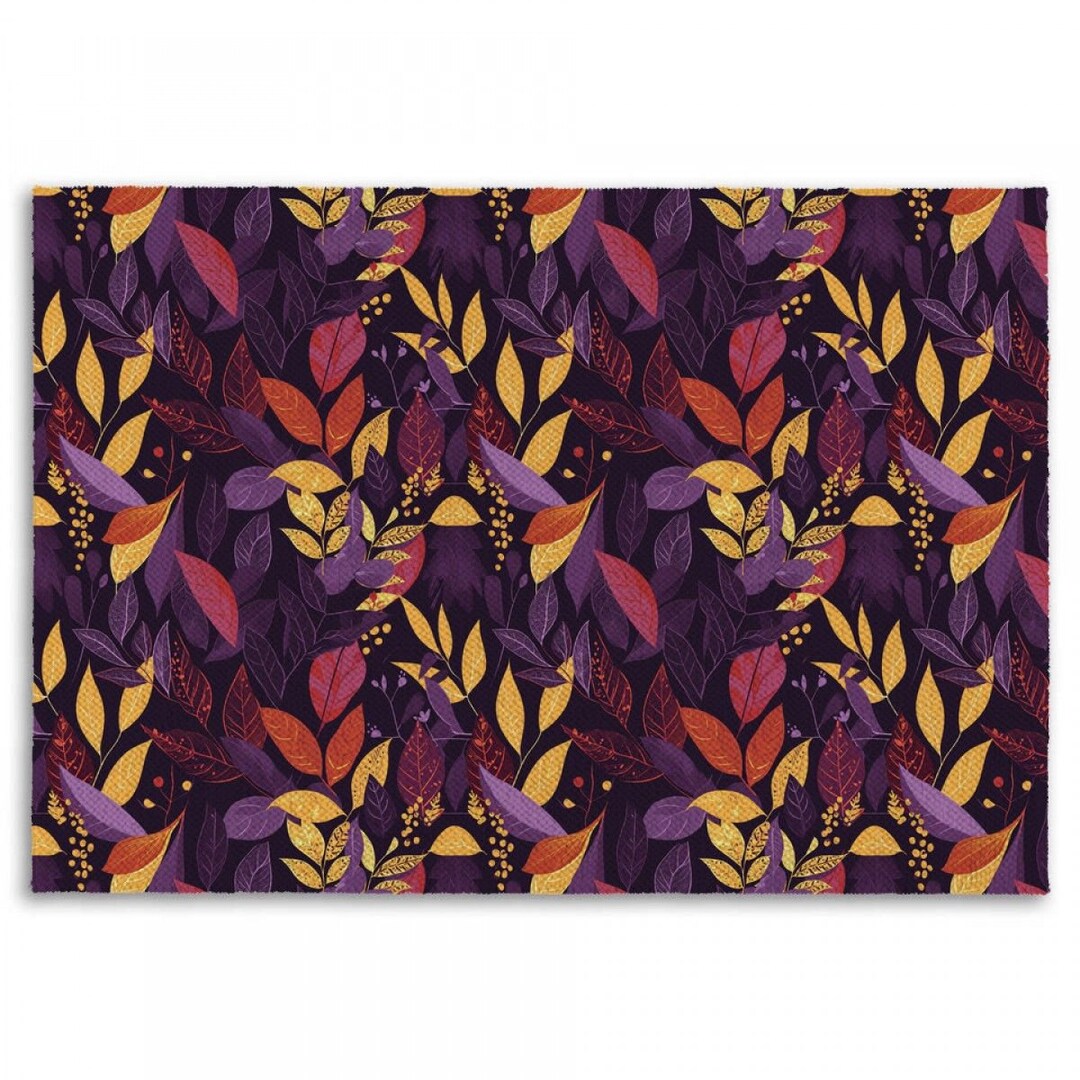 Foliage Motif Rug, Autumn Leaves Rugs, Vintage Area Rug, Floral Living ...