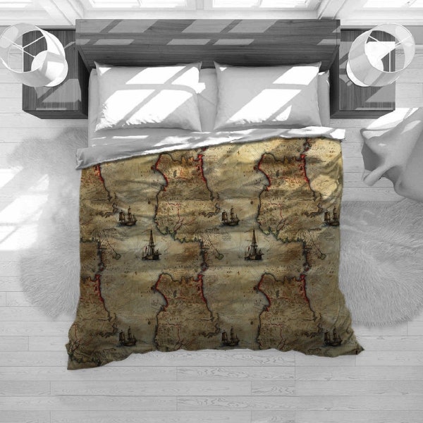 World Map Bedding Set - Etsy