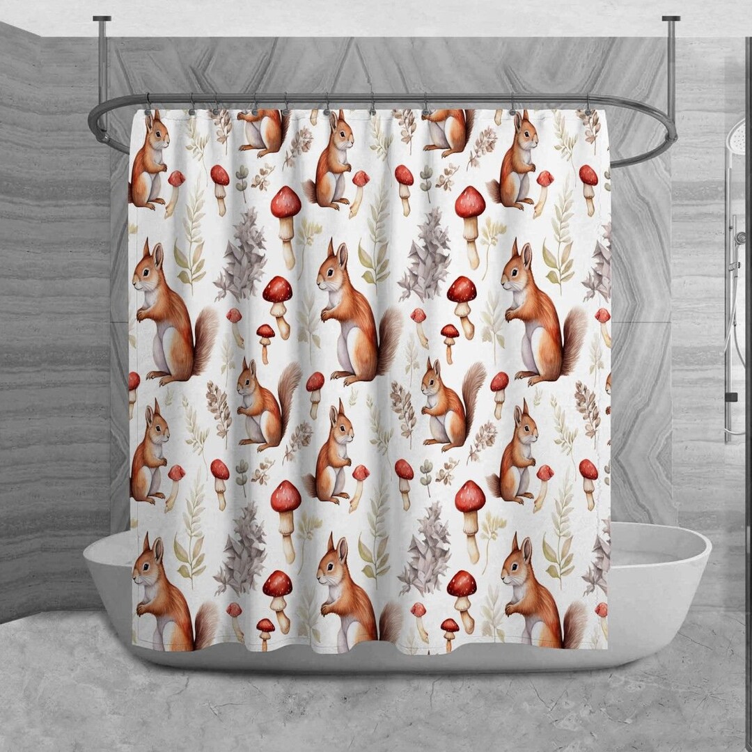 Squirrel Shower Curtain, Cottagecore Bathroom Decor, French Country ...