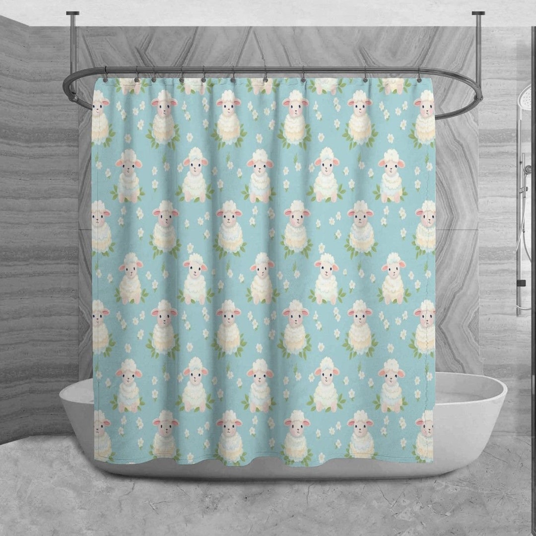 Sheep Shower Curtain, Farmhouse Bathroom Decor, Farm Animal Bath Decor ...
