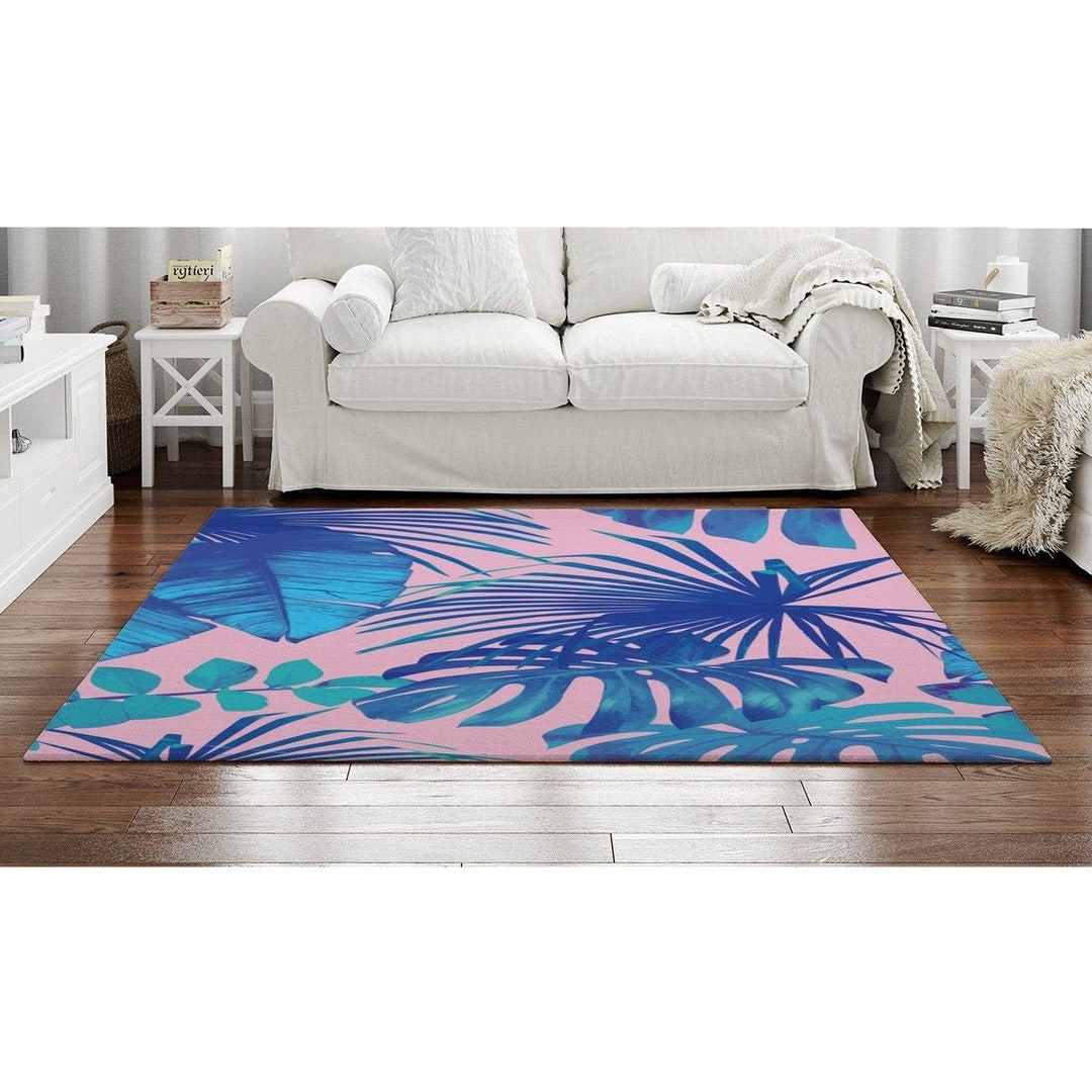 Beach Area Rug Beach Rug Tropical Area Rug Tropical Leaf Rug - Etsy