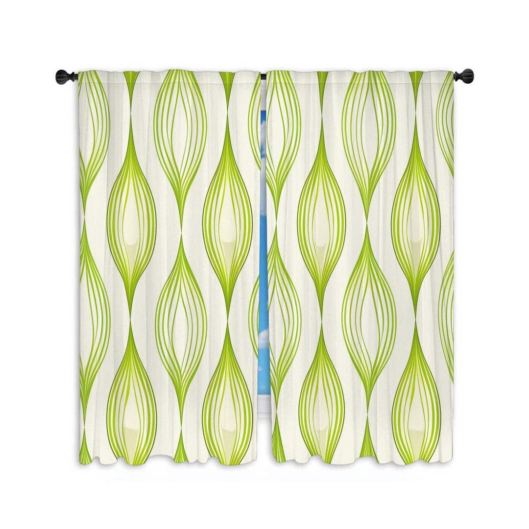 Lime Green Ogee Window Curtains: Custom Size Drapes - Etsy