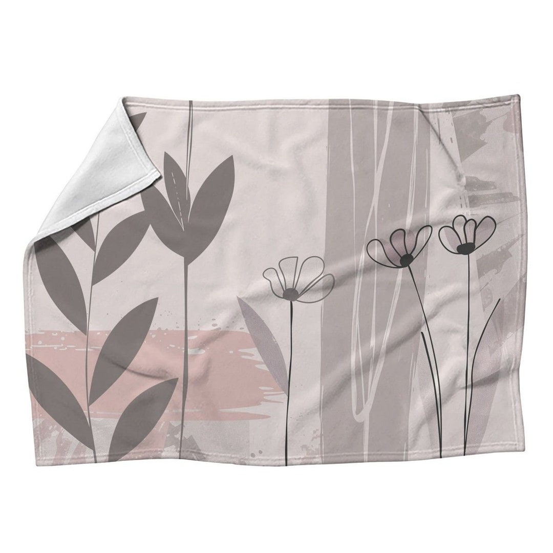 Floral Shapes Blanket, Cool Pattern Blankets, Minimal Sherpa Blanket ...