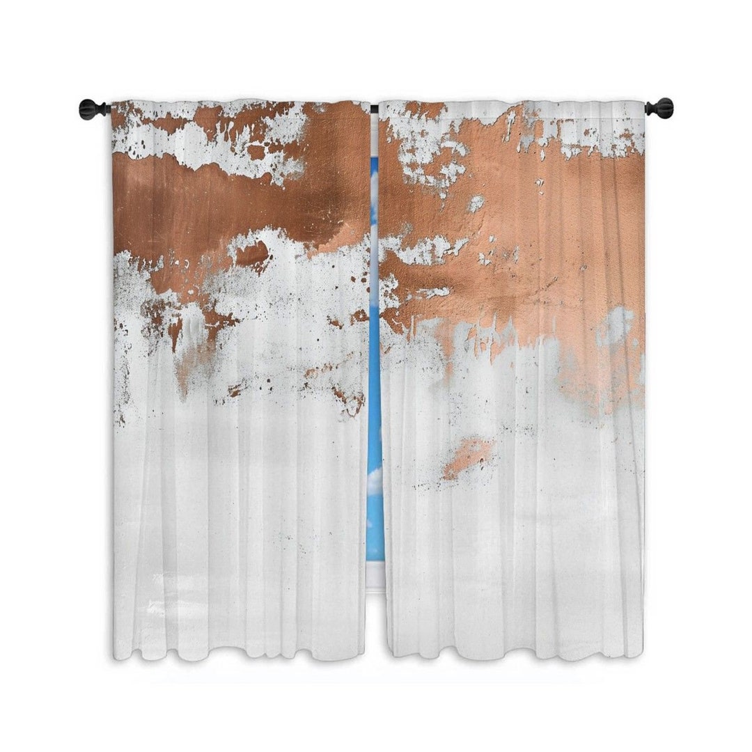 Abstract Copper Window Curtain: Contemporary Drapes, Custom Size - Etsy