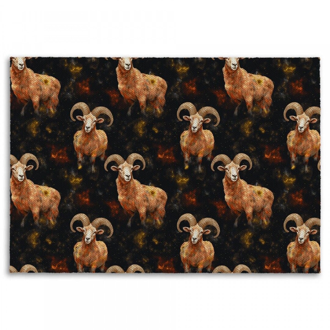 Ram Rug, Goat Rugs, Farm Animal Area Rug, Rustic Cabin Living Room Rugs ...