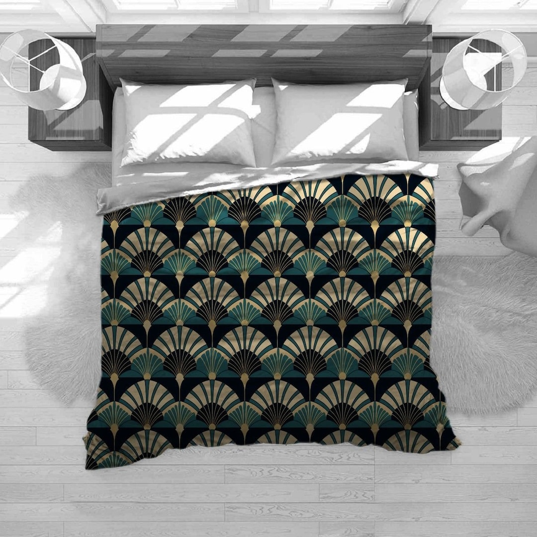 Art Deco Bedding Vintage Bedding Set Geometric Comforter - Etsy