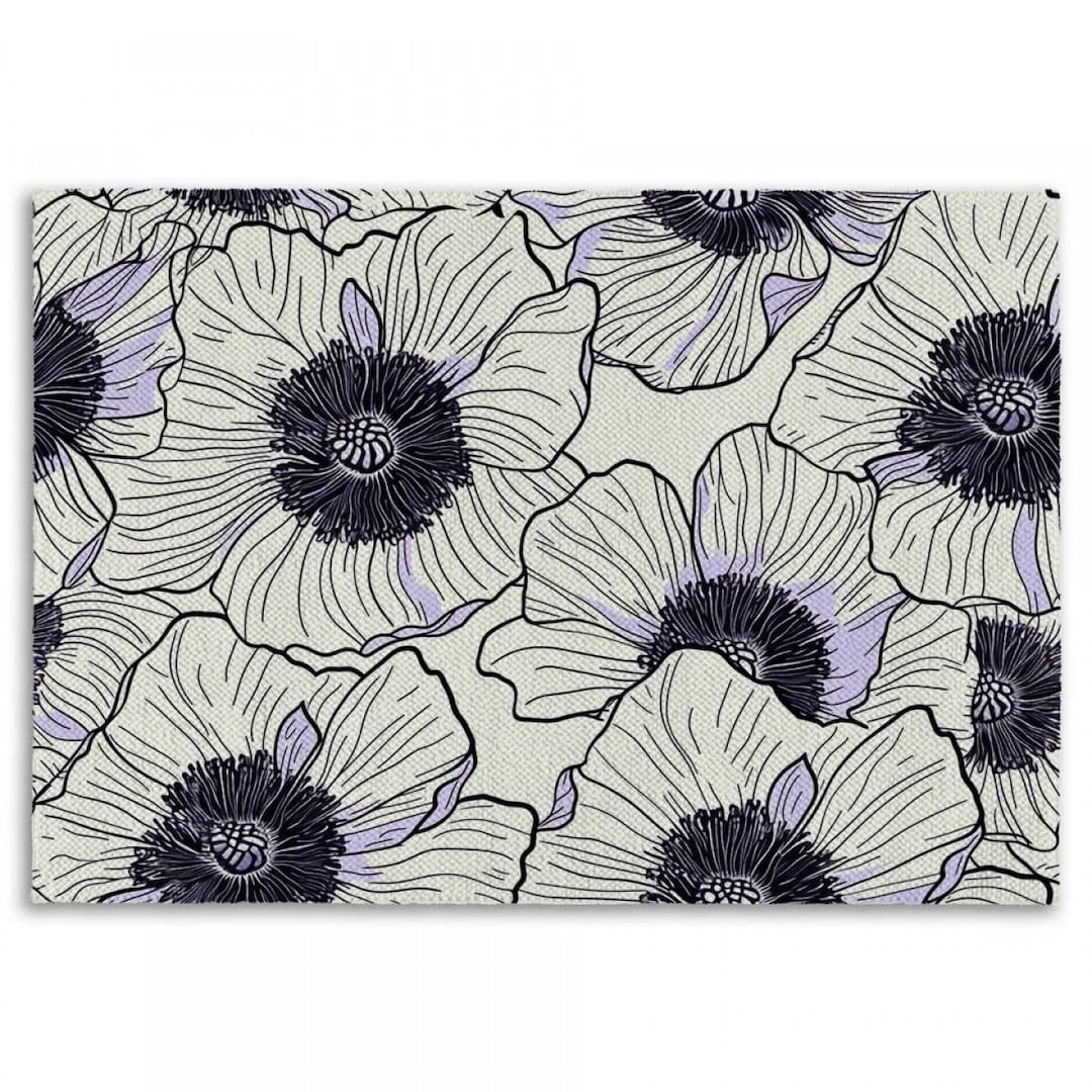 Black and White Floral Rugs White and Black Floral Area Rug White Area ...
