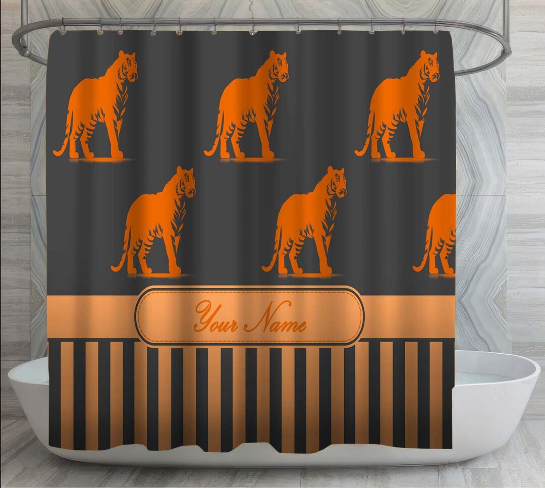 Tiger Shower Curtains Animal Shower Curtain Orange Shower Curtains ...