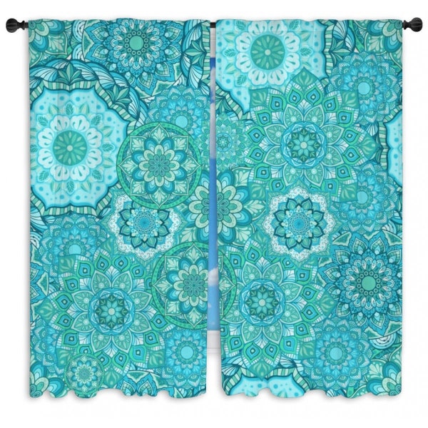 Turquoise Curtains - Etsy