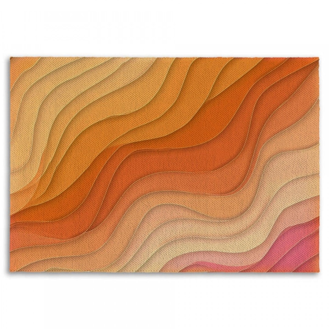 Wavy Shades of Orange Rug Orange Abstract Area Rugs Burnt Orange Area ...