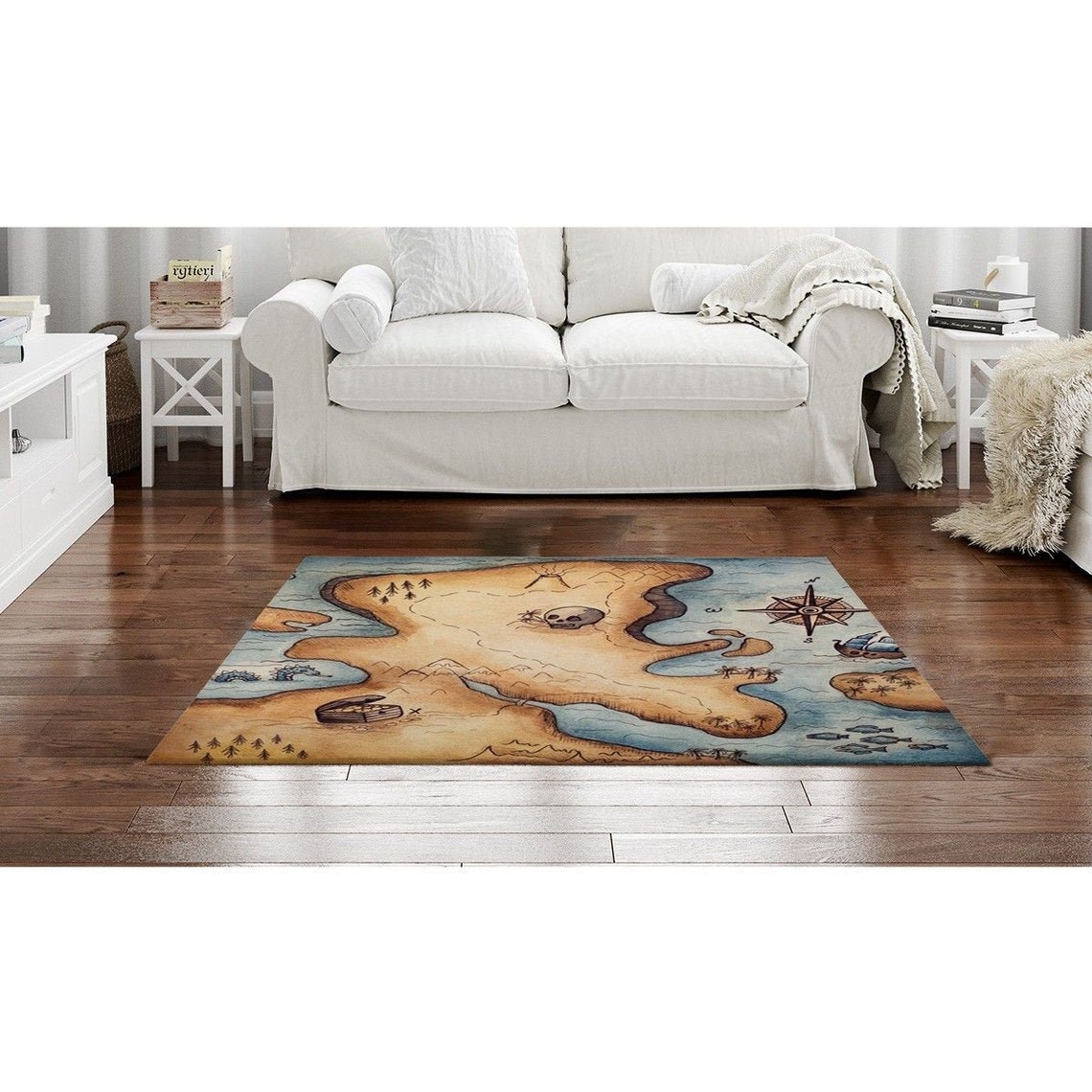 Pirate Area Rug Pirate Rug Map Area Rug Boys Area Rugs | Etsy
