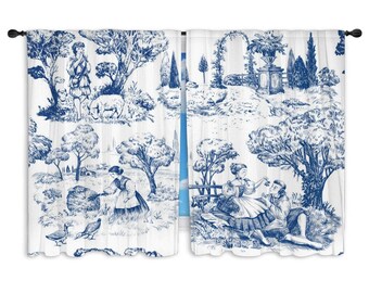 Blue and White Toile Fabric - Etsy