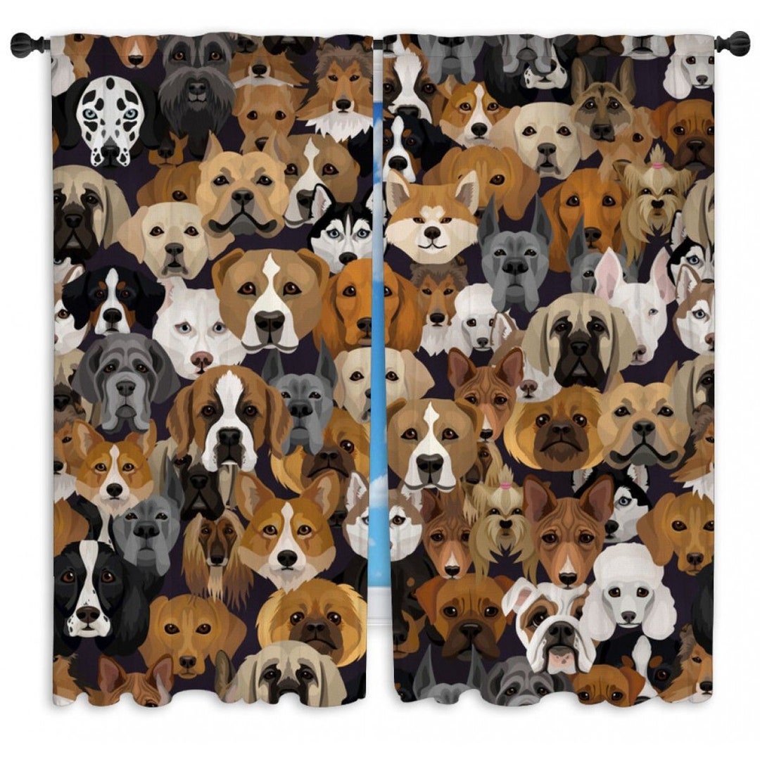 Dog Breeds Window Curtains: Canine Pattern Drapes, Dog Lover Gift - Etsy