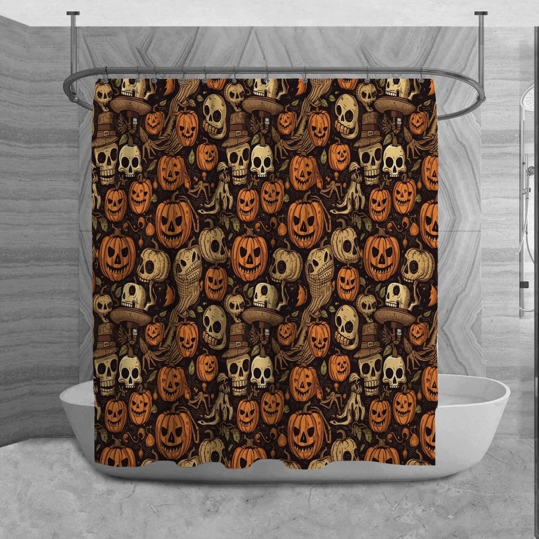 Halloween Shower Curtain Creepy Shower Curtain Jack O - Etsy