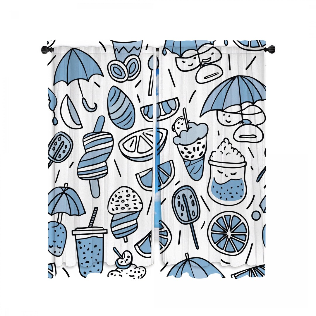 Doodles Window Curtain, Patterns Curtains, Eclectic Custom Sizes ...