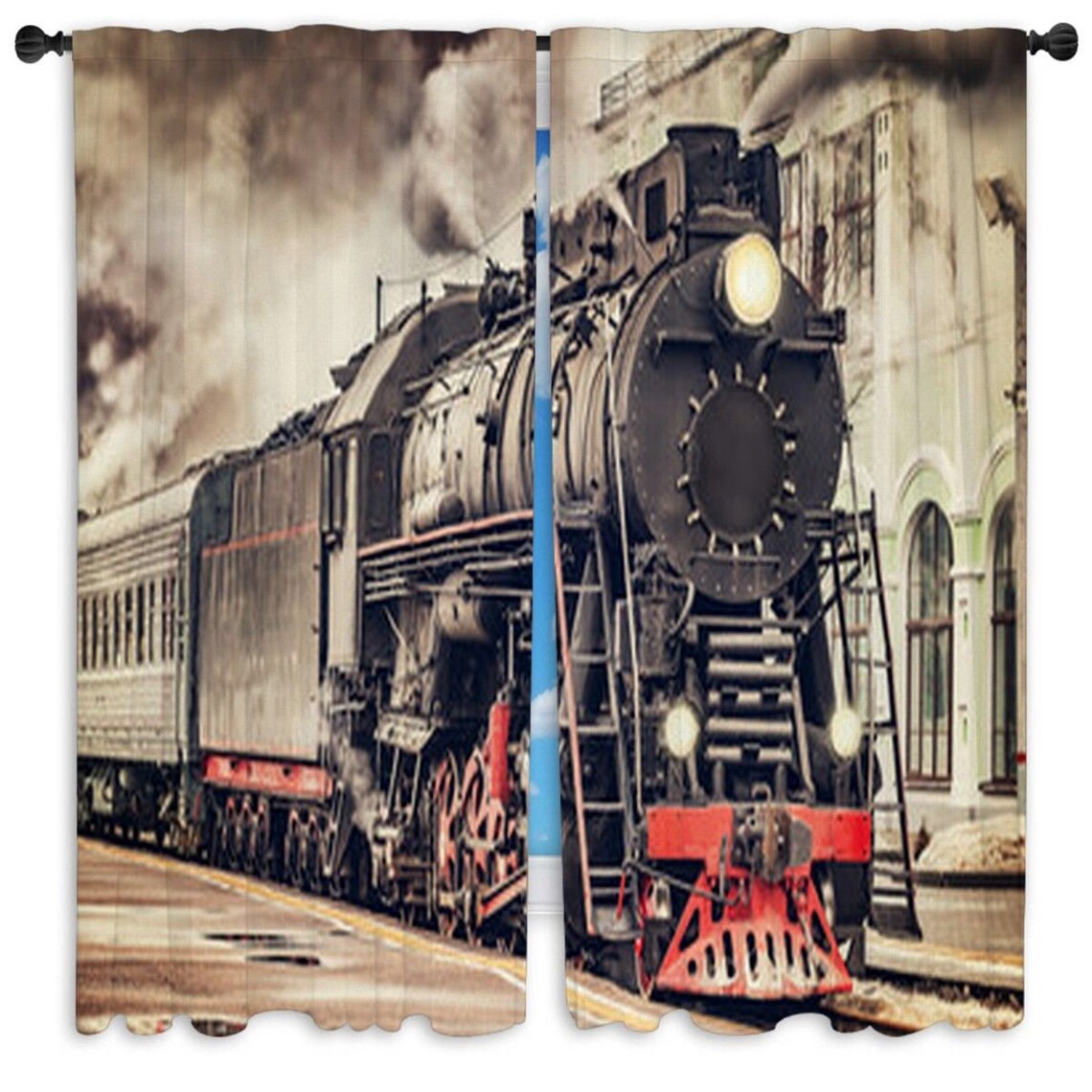 Train Window Curtains Train Drapes Vintage Steam Train | Etsy